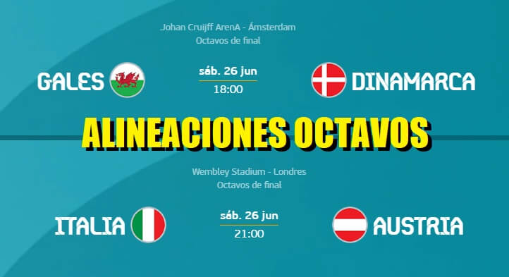 Alineaciones Octavos Eurocopa 2021